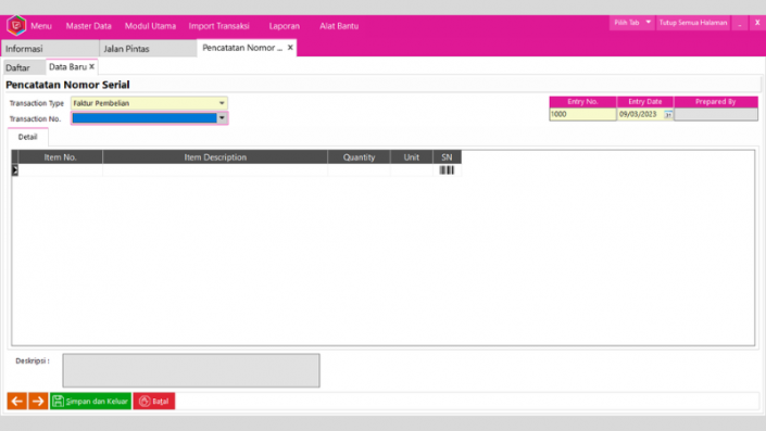 Software Akuntansi dengan Fitur Serial Number: Easy System